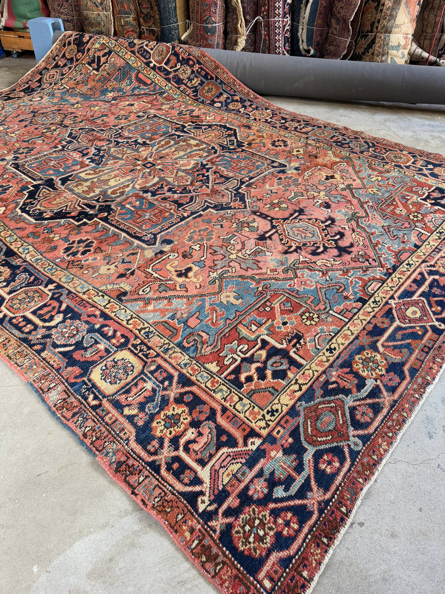 9x12 Persian Heriz Rug #3782 – Blue Parakeet Rugs