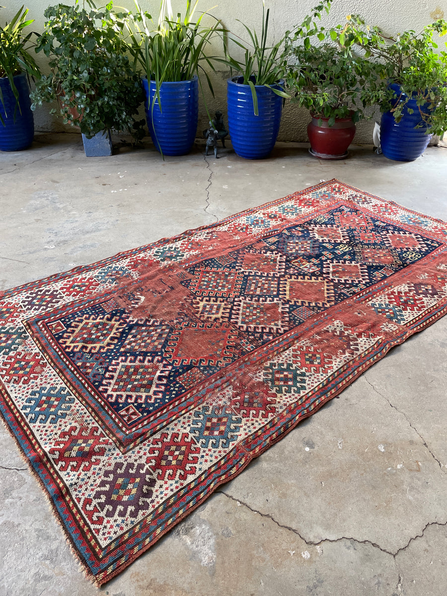 Worn Tribal Rug / 4x8 Distressed Tribal Rug #3235ML – Blue Parakeet Rugs