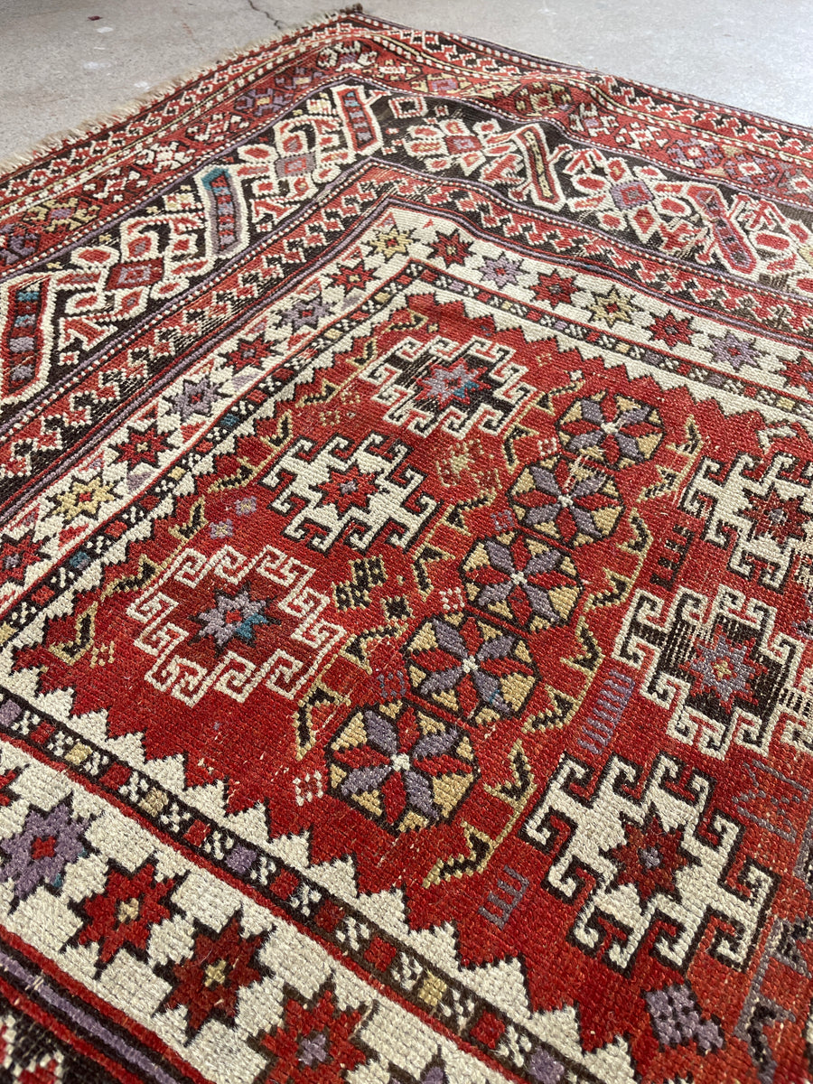 Small Tribal Rug / 4x6 Antique Chi Chi Rug #3175 – Blue Parakeet Rugs