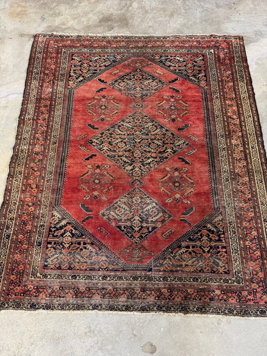 5x6 Square Antique Persian Afshar Rug #4195-C – Blue Parakeet Rugs