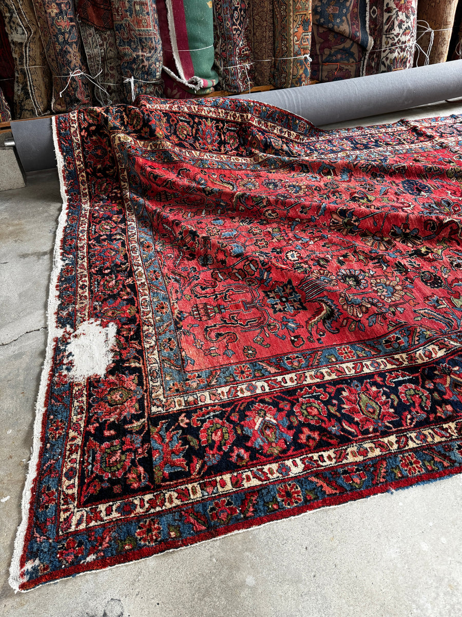 Large Vintage Persian Floral Rug / 8'5 x 12'6 Rose Pink Persian Mahal ...