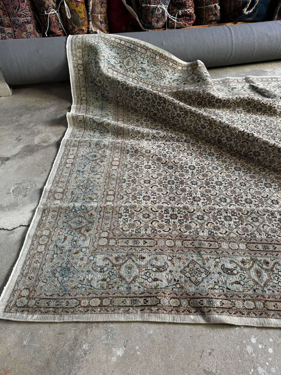 Large Muted Persian Rug / Persian Vintage Tabriz Rug – Blue Parakeet Rugs