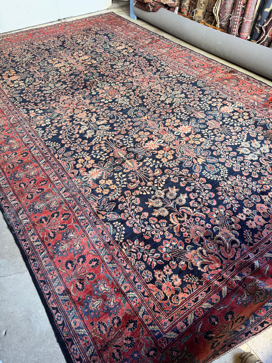 12x20 Persian Rug / Antique Persian Sarouk Rug #3909 – Blue Parakeet Rugs