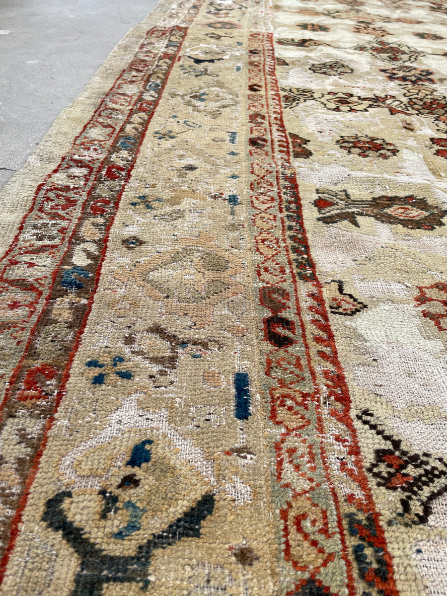 8'8 x 12' Antique Persian Ivory Sultanabad Mahal (#1923ML) / 9x12 Vint ...