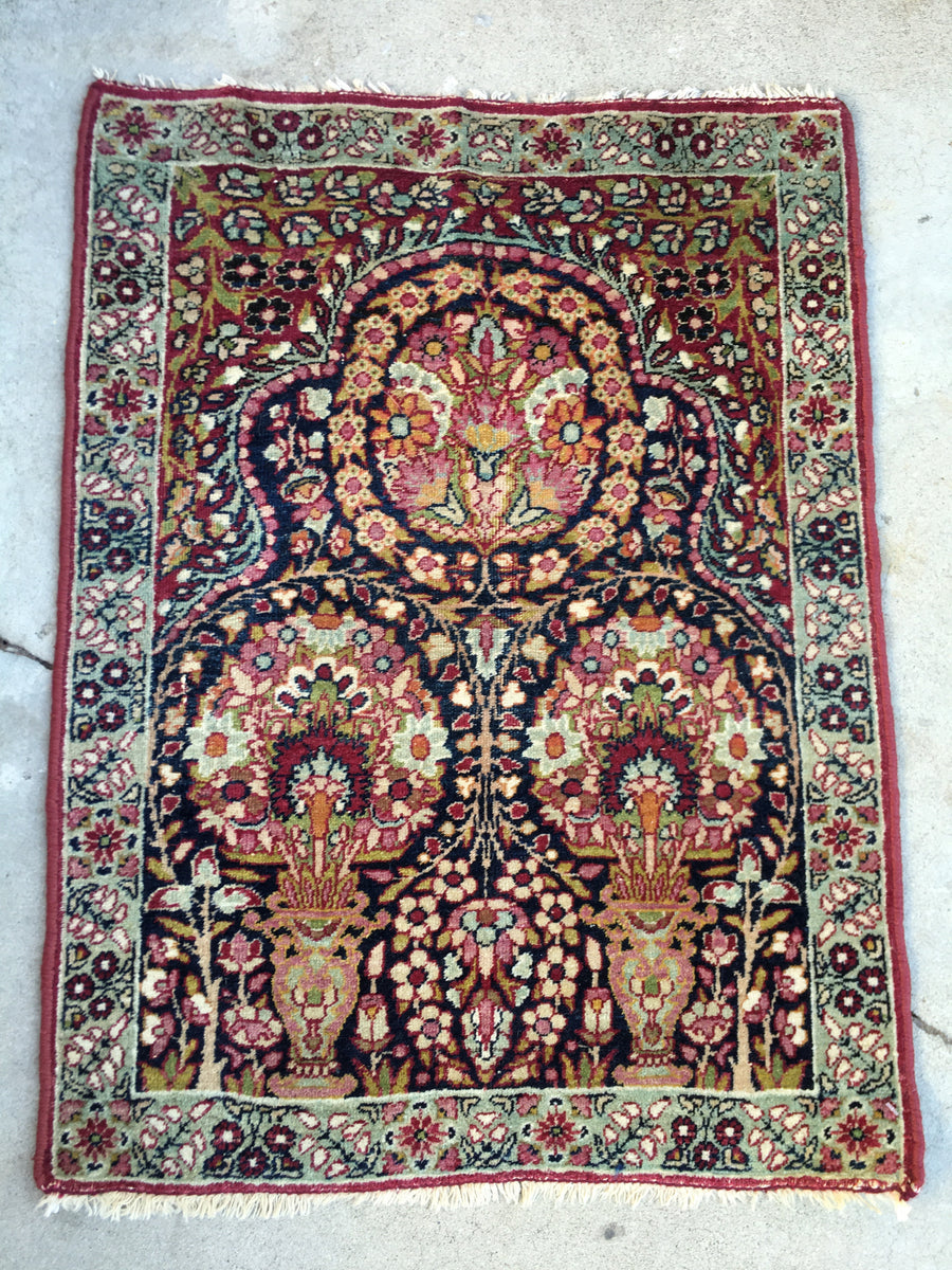 2’ x 2’7 Antique 1920s Rug (#938ML) at Anthropologie – Blue Parakeet Rugs