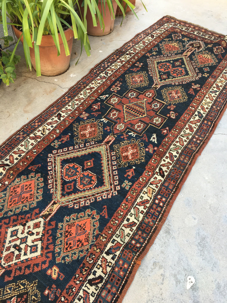 3’4 x 10’9 Antique Kurdish Runner / Kurdistan rug (#937ML) – Blue ...