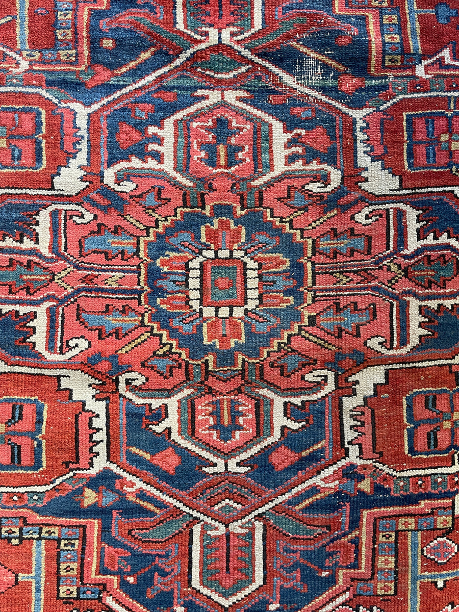 7’7 x 10’4 Antique Persian Heriz Rug #2786 – Blue Parakeet Rugs
